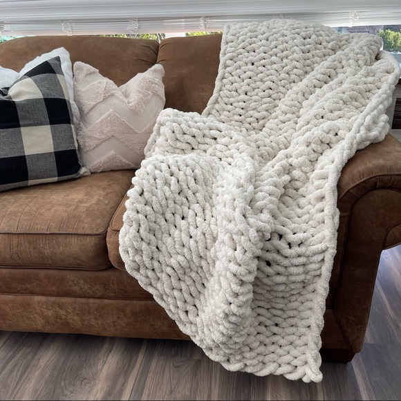 Bedding | Handmade Chunky Rib Knit Throw Blanket | Poshmark